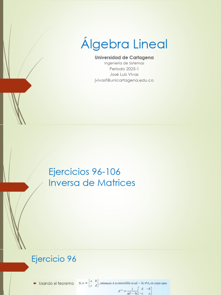 -lgebra Lineal 2025-1 Ejercicios 96-106 | PDF