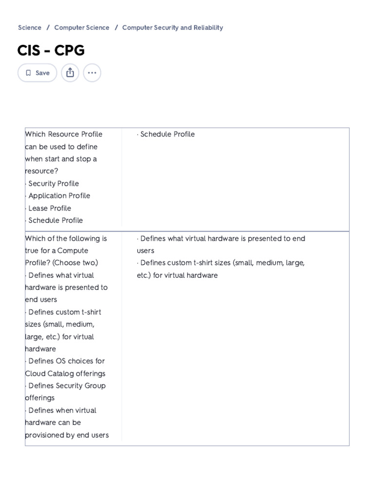 CIS - CPG Flashcards - 88 Questions | PDF | Cloud Computing | Microsoft ...