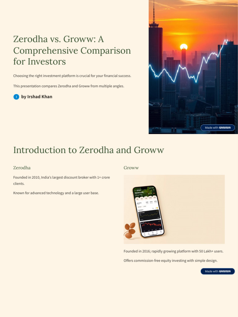 Zerodha Vs Groww A Comprehensive Comparison For Investors | PDF ...