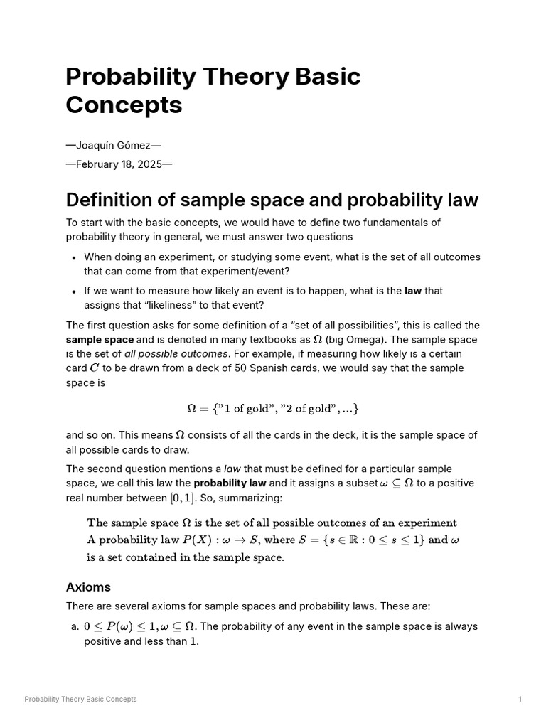 Probability_Theory_Basic_Concepts | PDF | Empty Set | Intersection (Set Theory)