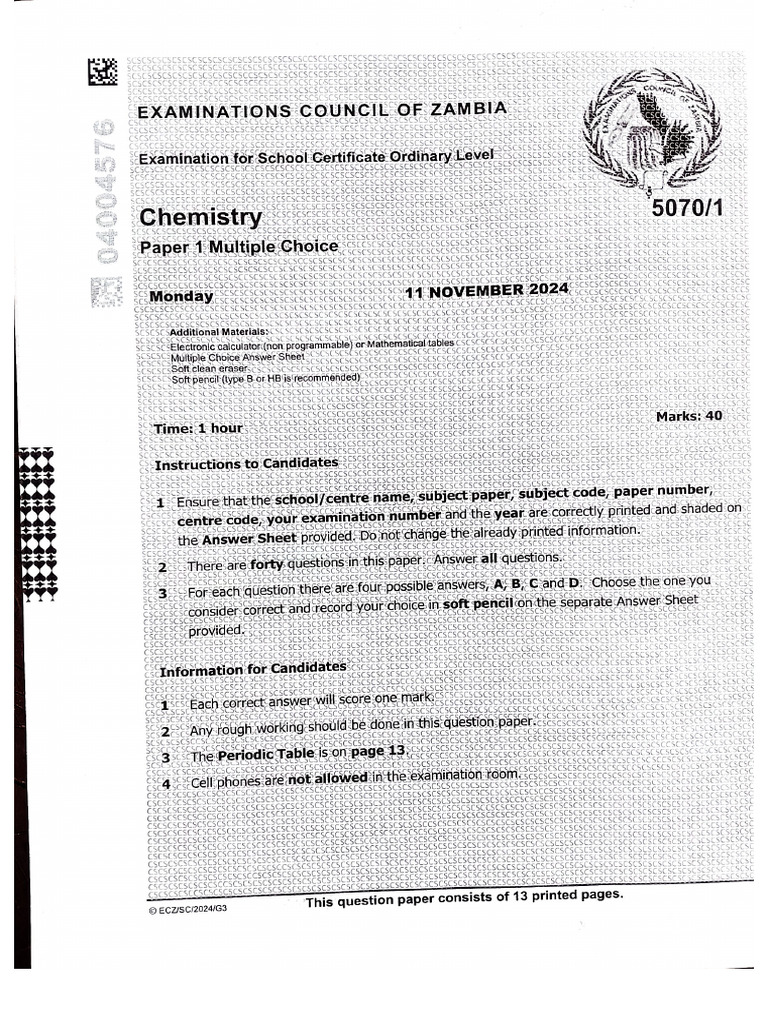 Chemistry. p1 2024 | PDF