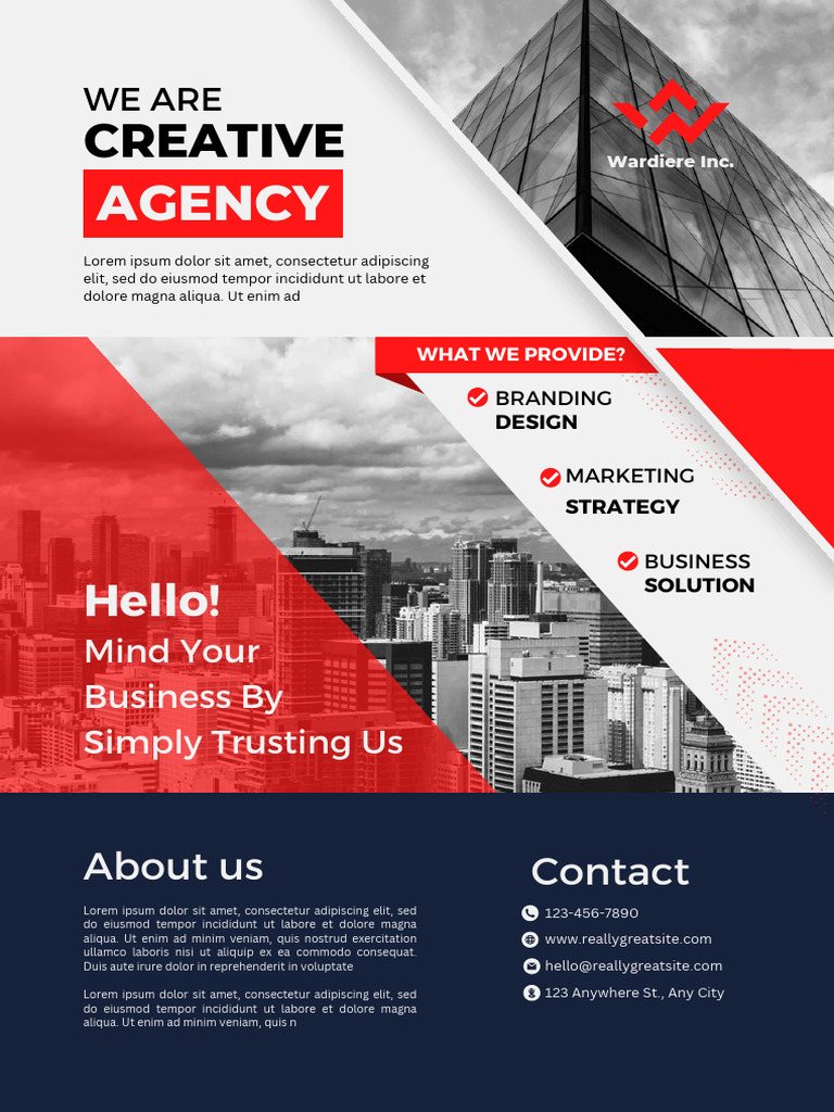White Red Navy Professional Modern Creative Agency Flayer | PDF
