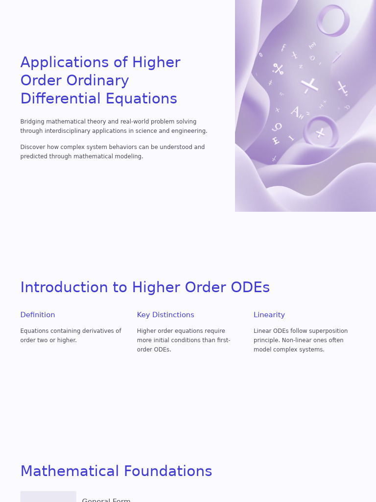 Applications of Higher Order Ordinary Differential Equations | PDF | Chaos Theory | Ordinary ...