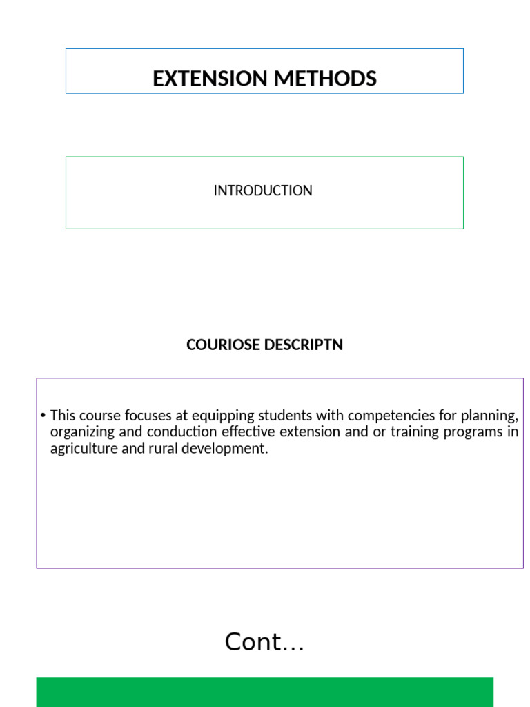 Agricultural Extension Methods Overview | PDF | Learning | Motivation