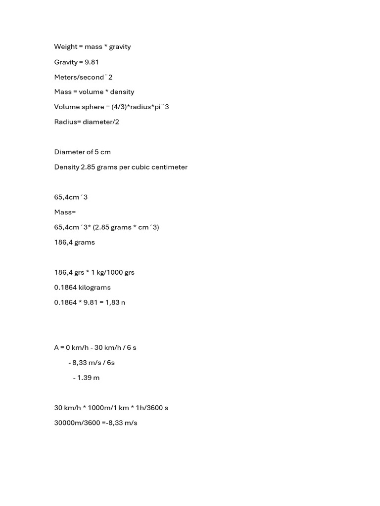 Specific Gravity and Mass Calculations | PDF