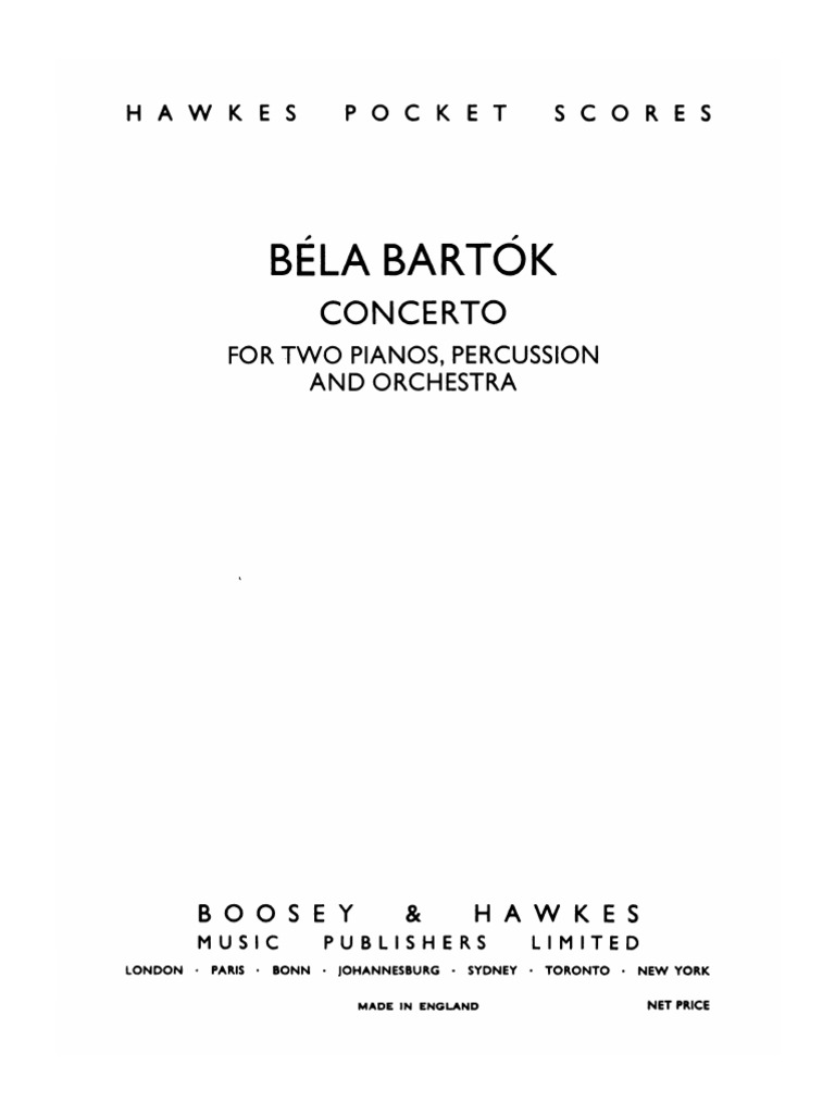 Bartok - Concerto for 2 Pianos Percussion Orchestra | PDF