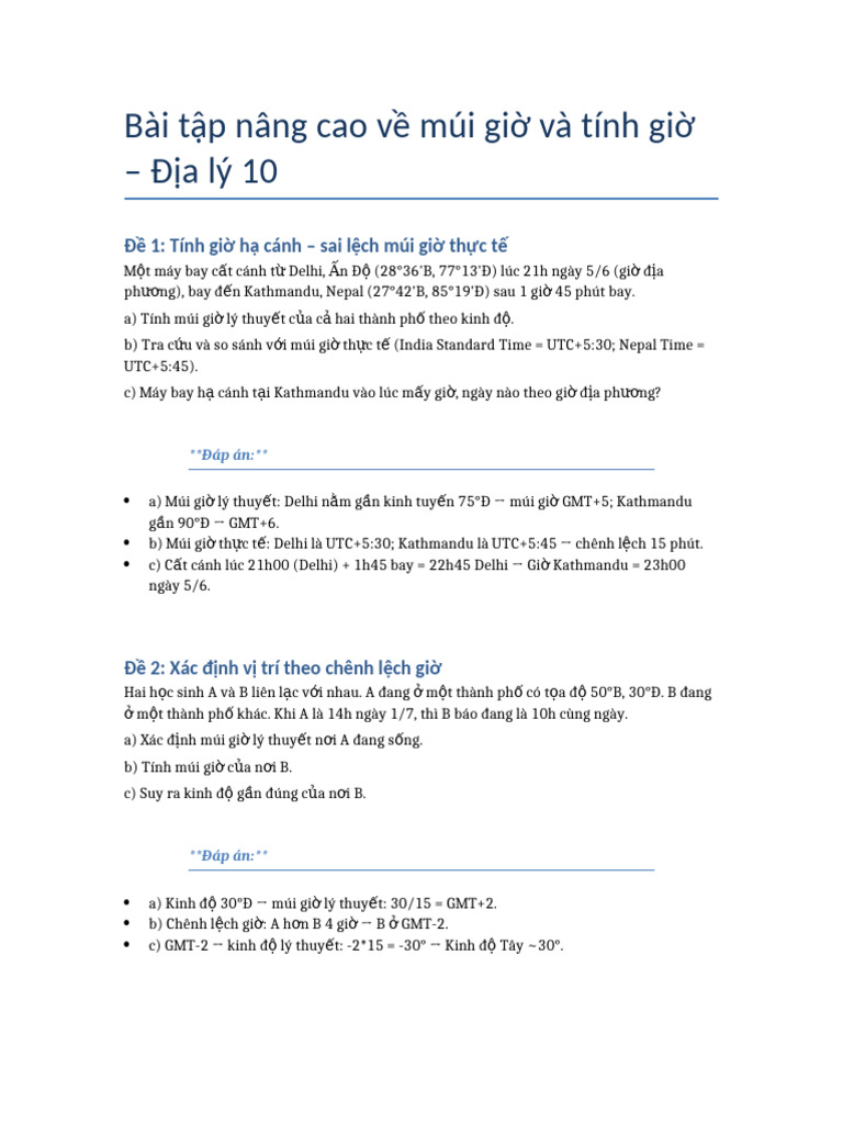 Bai Tap Mui Gio Dia Ly 10 Nang Cao | PDF