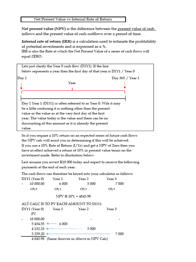 LU1.4 NPV Vs IRR TVM Principle | PDF | Net Present Value | Internal Rate Of Return
