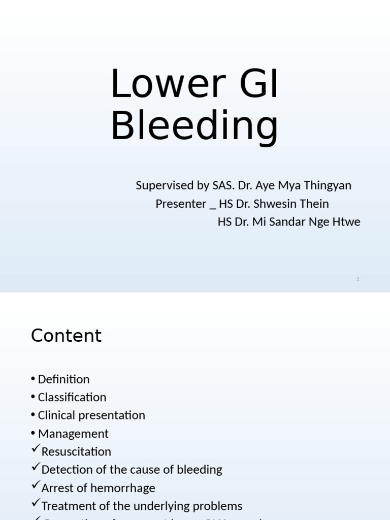 Lower GI Bleeding 084430 1b2e58b6 1e39 47b5 Acaa F12b3e5aa4e4 | PDF ...