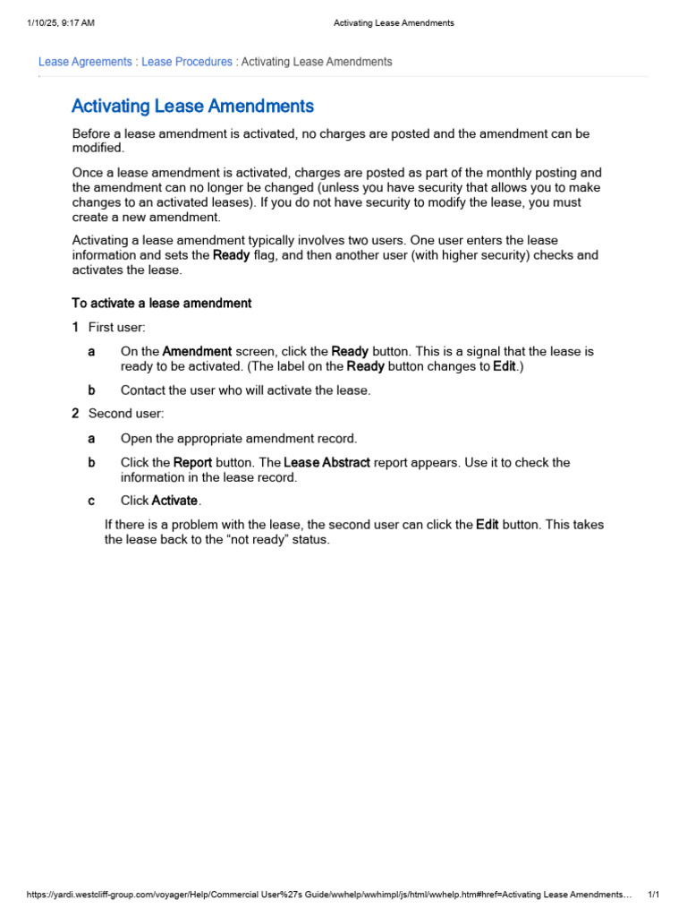 Activating Lease Amendments | PDF