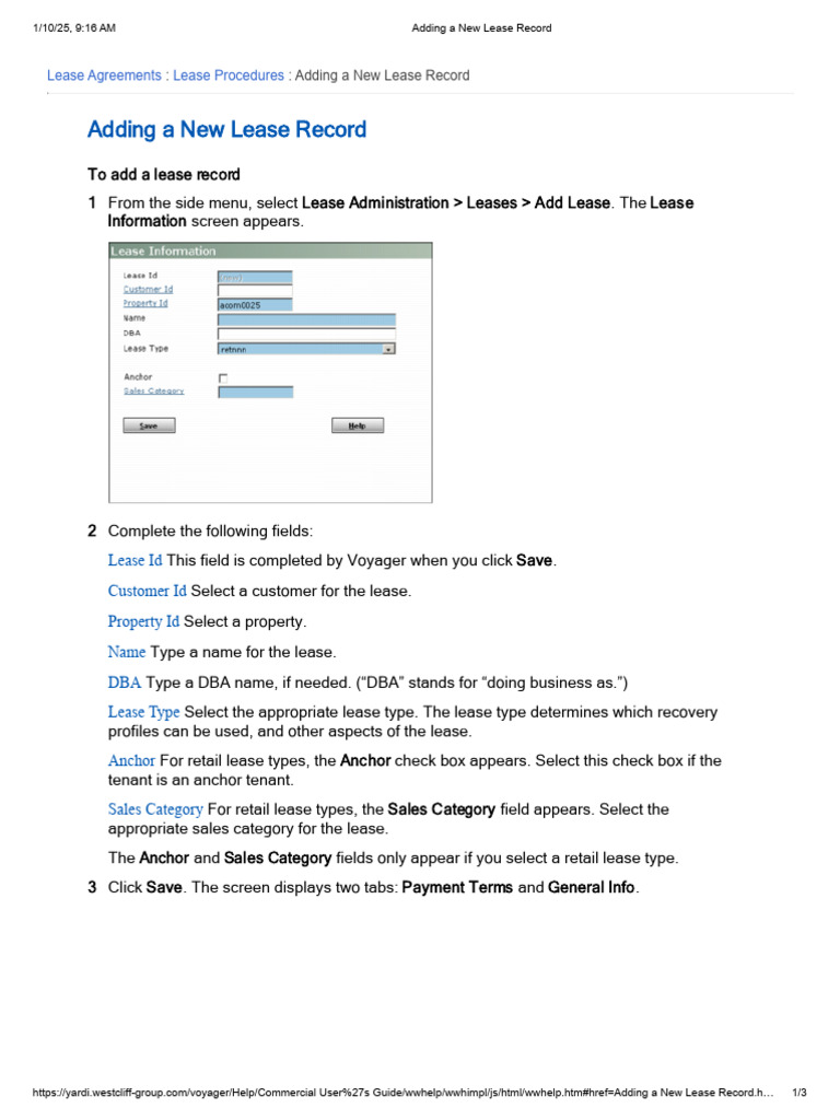 How to Add a New Lease Record | PDF | Fee | Lease
