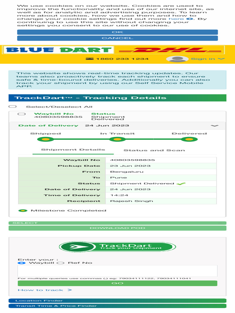 Tracking Details - Bluedart | PDF