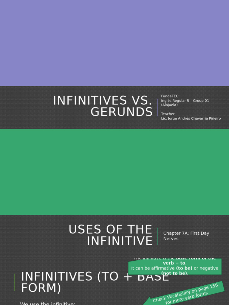 Infinitives vs. Gerunds | PDF | Verb | English Language