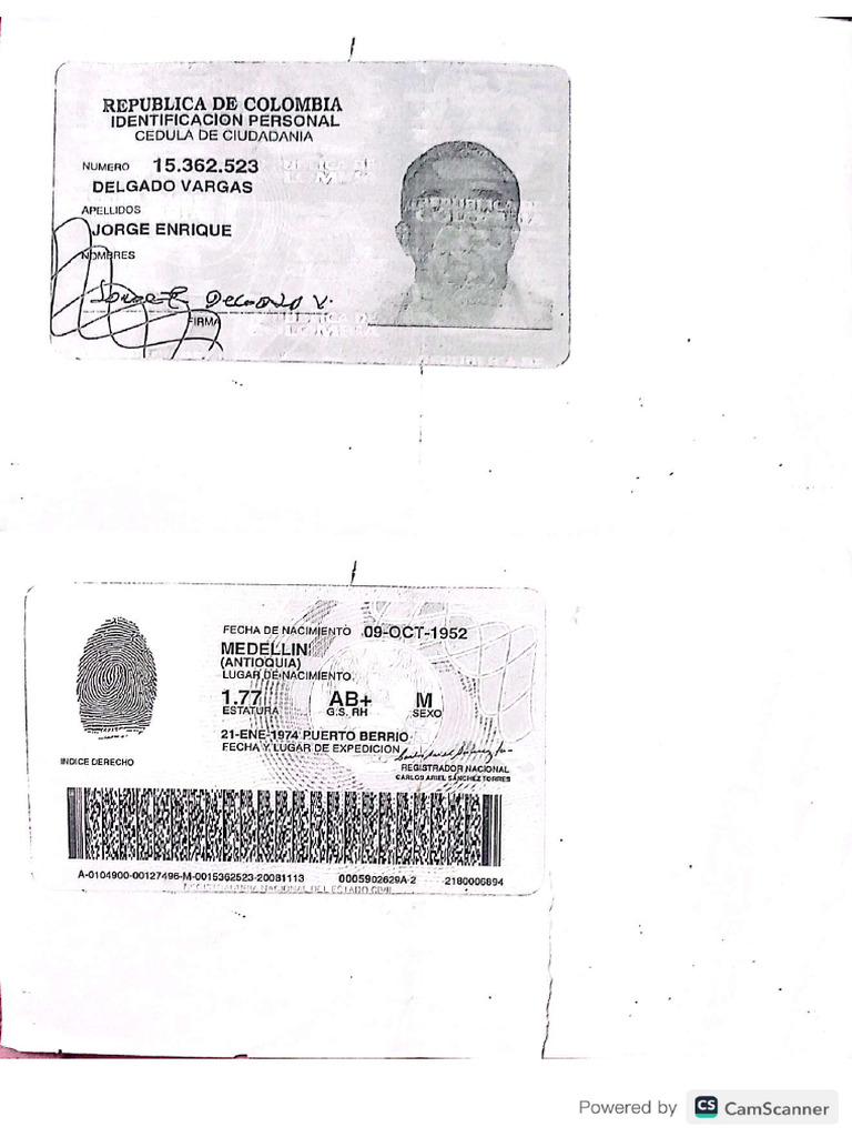 Cédula Jorge Delgado | PDF