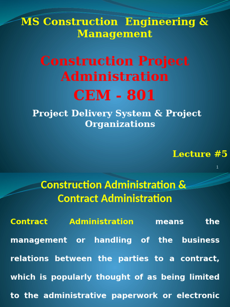 CPA Lec 5 Project Delivery System Project Organizations (1) | PDF ...
