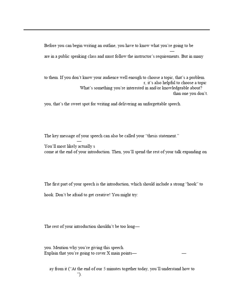 5-Minute Speech Outline Guide | PDF
