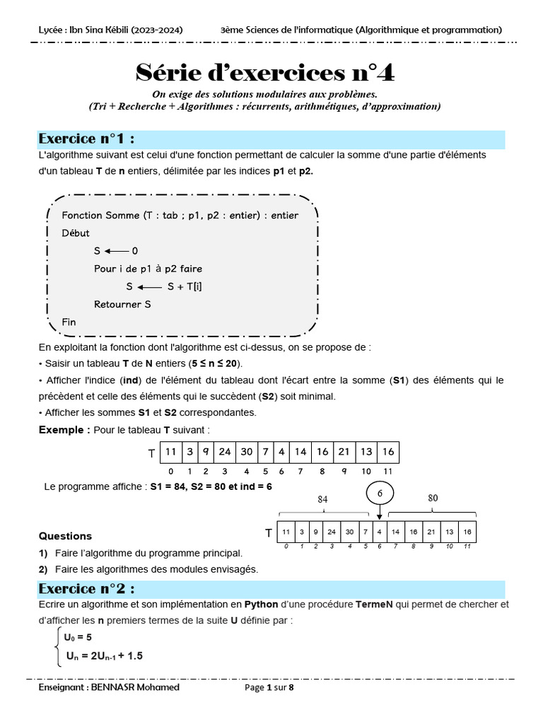Série 4 | PDF | Algorithmes | Programmation informatique