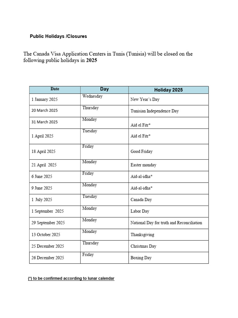 Canada Public Holidays 2025 List | PDF