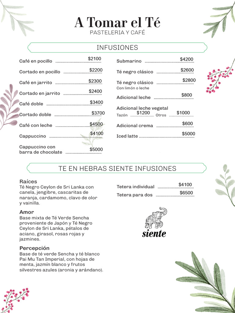 Menu A Tomar El Te MARZO25 | PDF | ensalada | Té