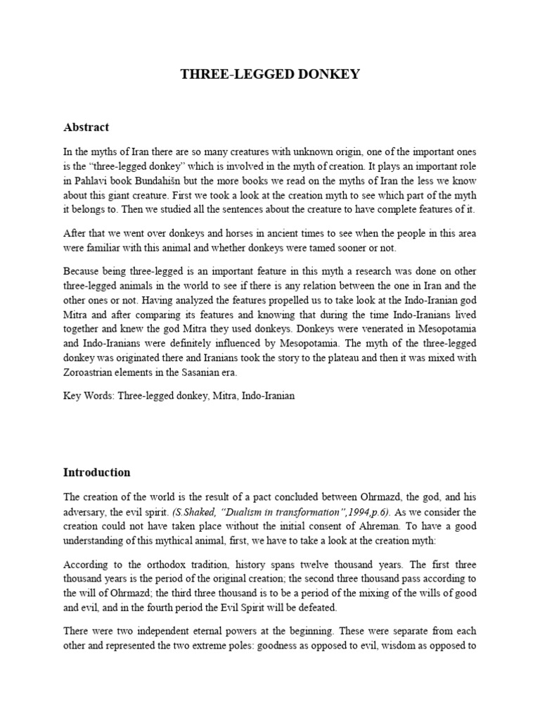 Three Legged Donkey | PDF | Zoroastrianism | Donkey