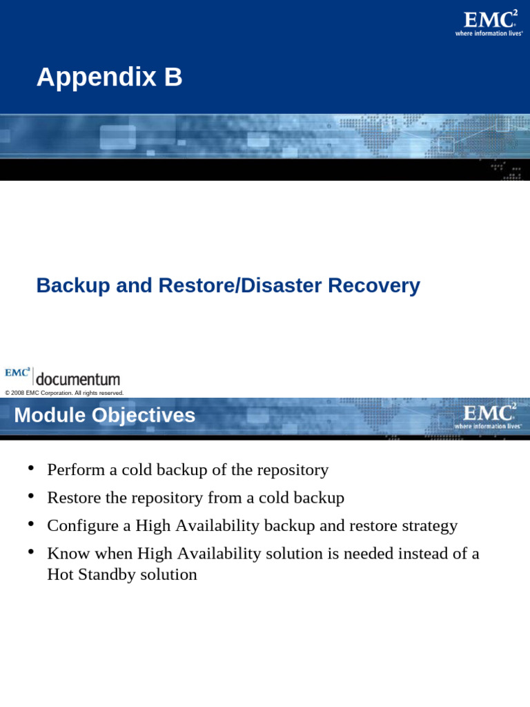 14-D65 Appendix B Backup and Restore | PDF | Backup | File System