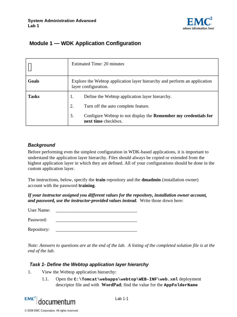 Lab01 - D65 WDK Application Configuration | PDF | Computer File | Login