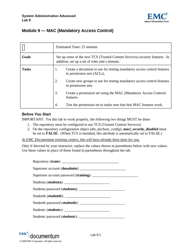 Lab09 - D65 Mandatory Access Control | PDF | Microsoft Word | Menu (Computing)