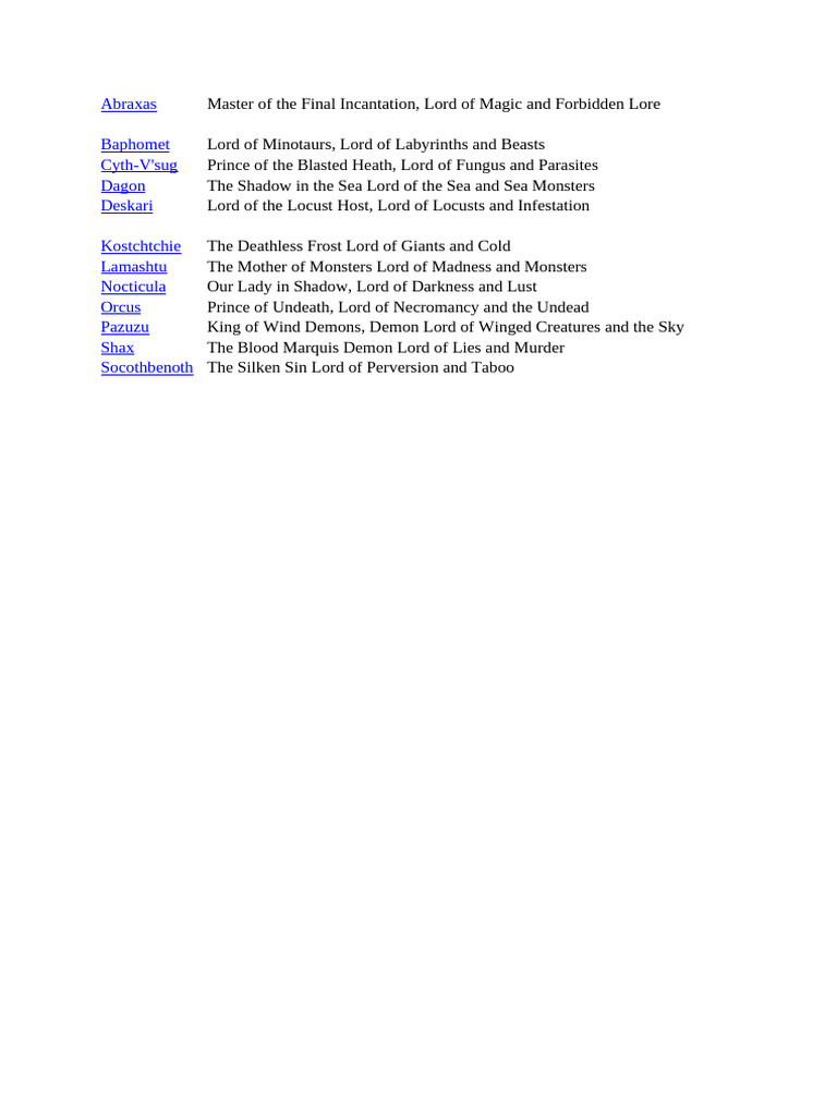Pathfinder Demon Lords Overview | PDF
