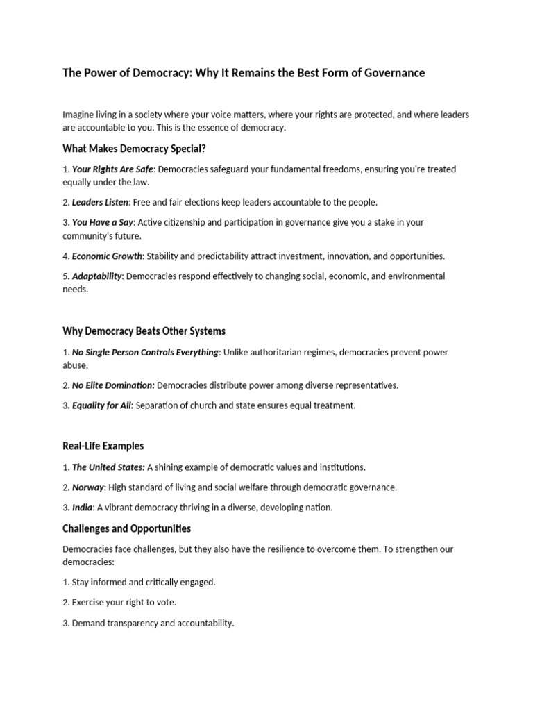 The Power and Value of Democracy | PDF