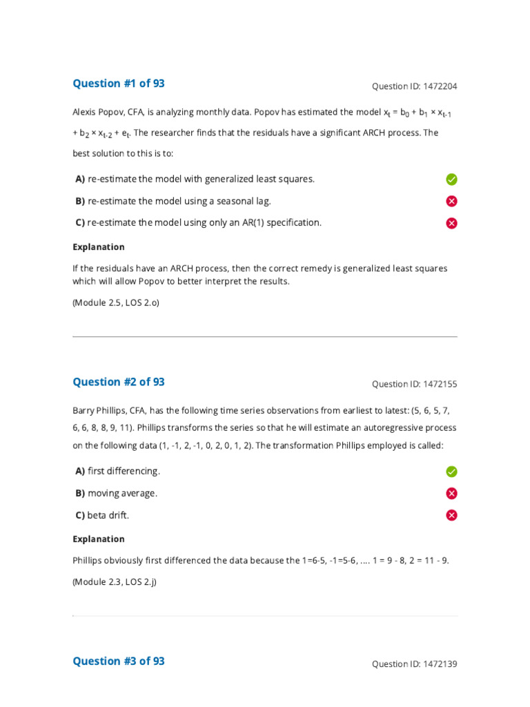 Reading 2 Time-Series Analysis - Answers | PDF | Errors And Residuals | Ordinary Least Squares