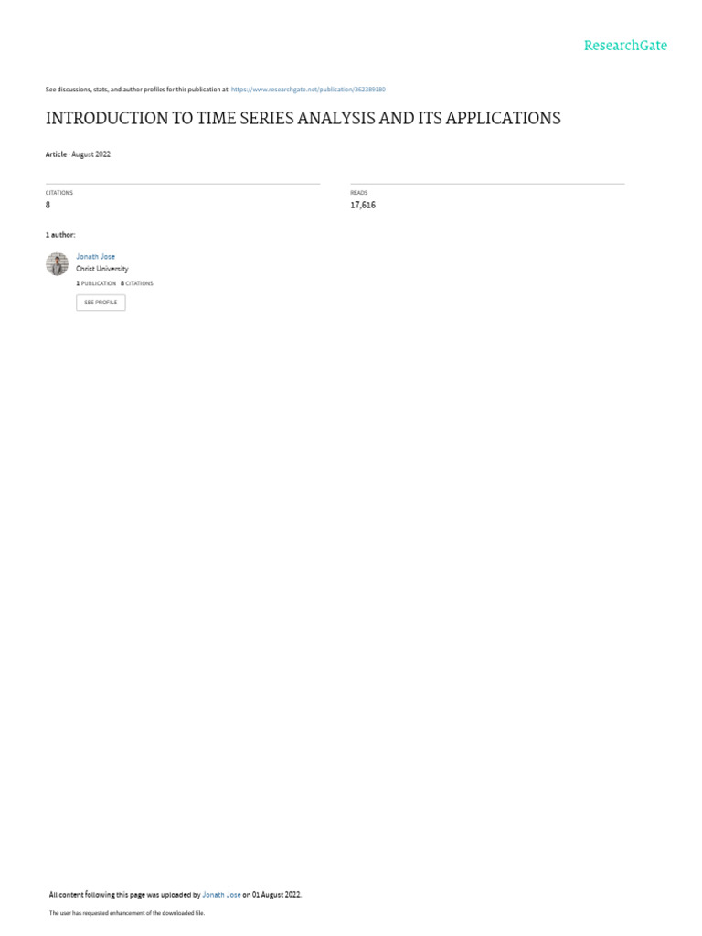 Introduction To Time Series Analysis and Its Applications | PDF | Time Series | Stationary Process