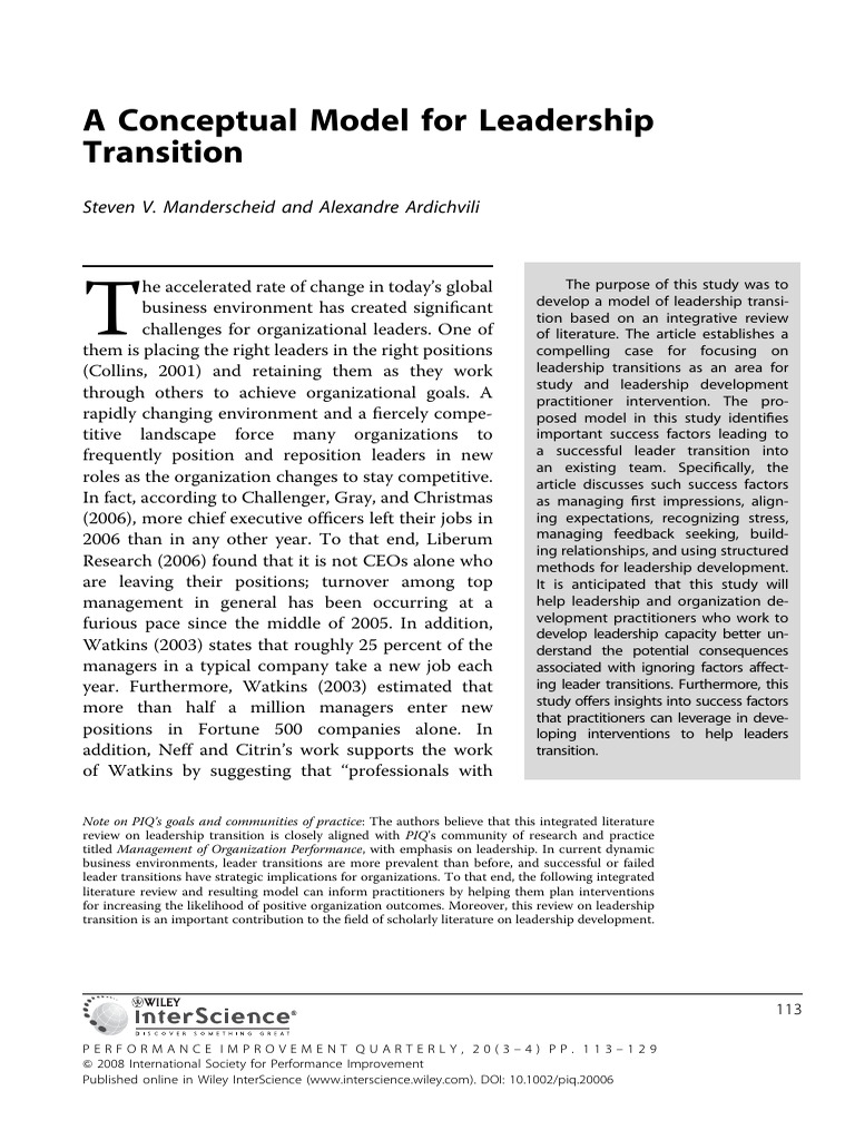 Performance Improve Qtrly - 2008 - Manderscheid - A Conceptual Model ...