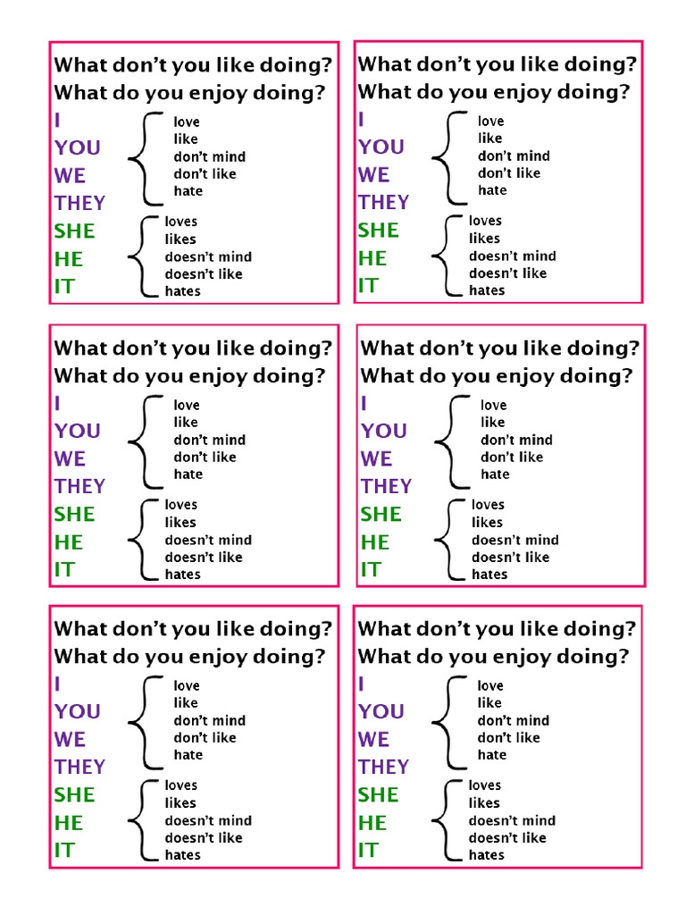 Like, Likes, Hate, Hates Worksheet April 28 | PDF