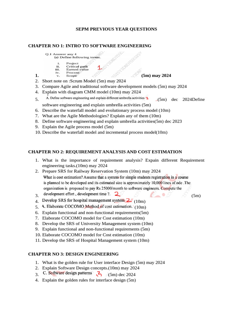 Sepm Previous Year Questions | PDF | Agile Software Development | Business