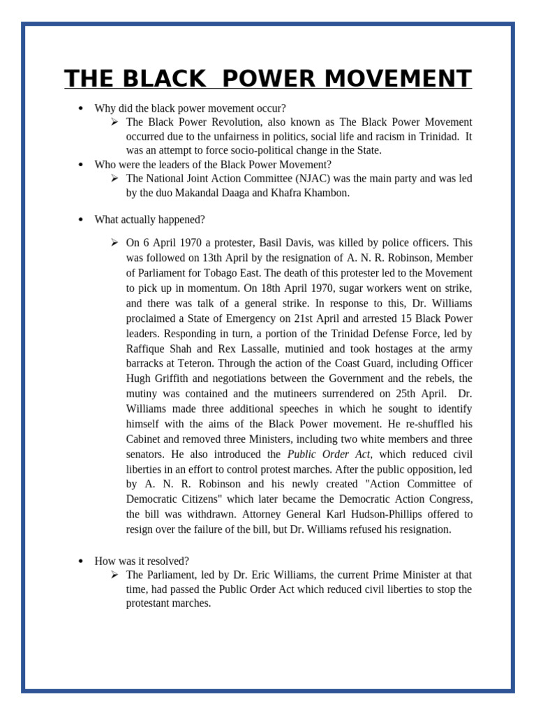 The Black Power Movement | PDF