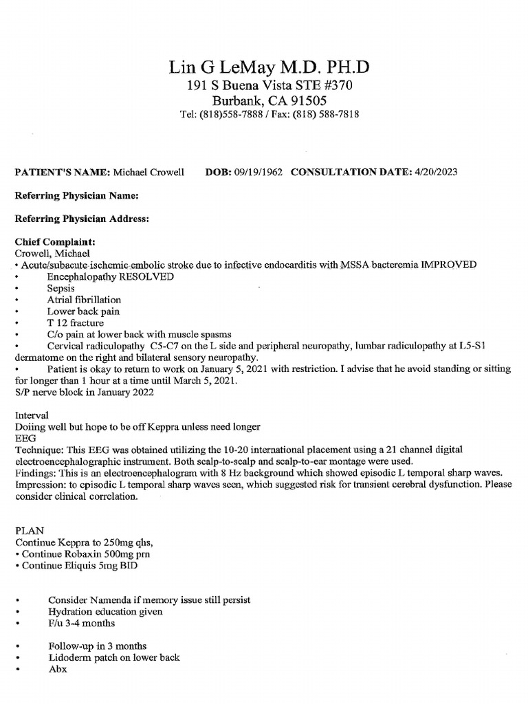 CROWELL, MICHAEL Medical Records1 | PDF | Cholesterol | Cerebellum