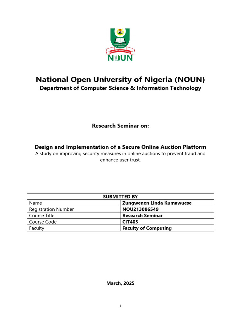 Design and Implementation of A Secure Online Auction Platform | PDF ...