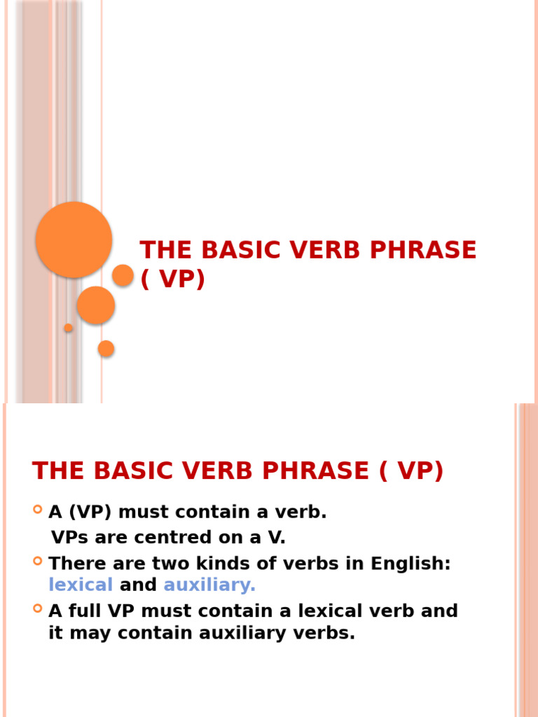 The Basic Verb Phrase (VP) | PDF | Verb | Lexical Semantics