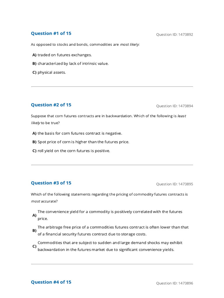 Reading 34 Introduction To Commodities and Commodity Derivatives | PDF ...