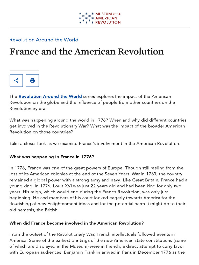 France's Role in the American Revolution | PDF | American Revolution ...