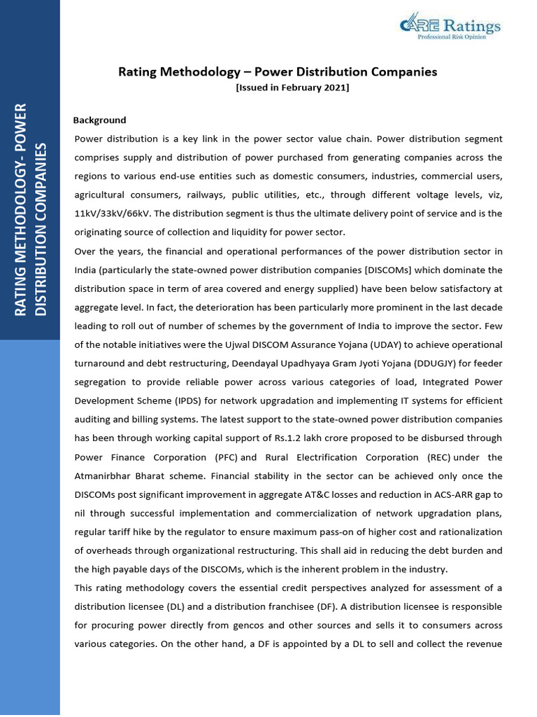 Rating Methodology - Power Discoms - Feb2021 | PDF | Subsidy | Electric ...
