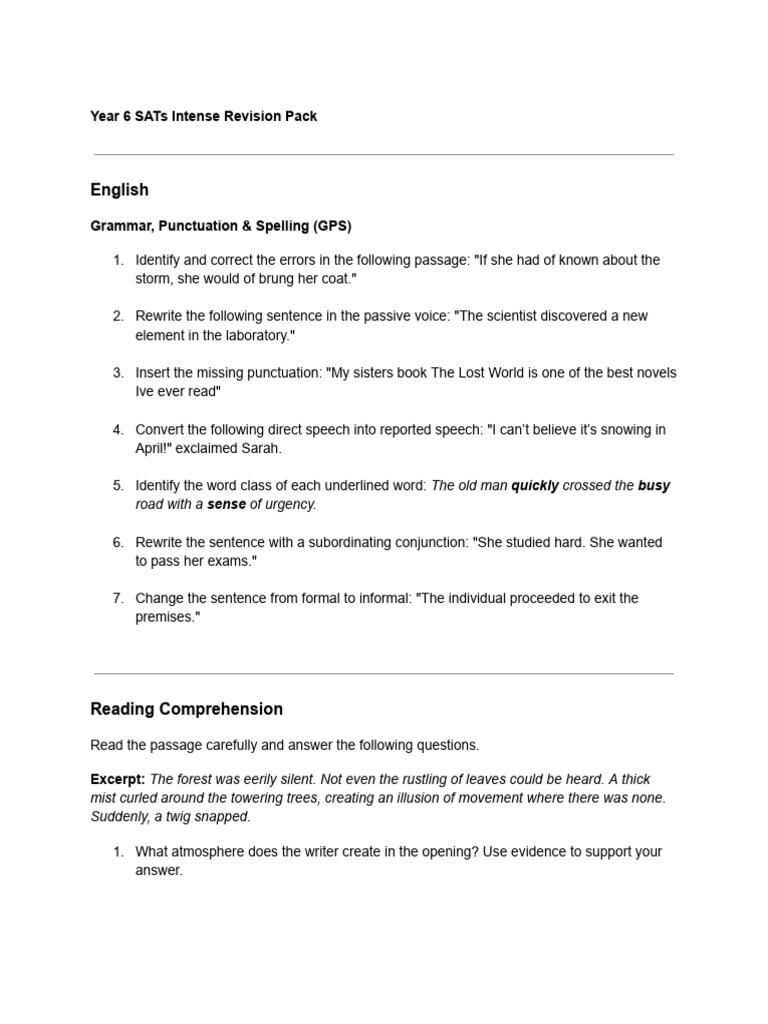 SATs Revision Pack - 30-03-2025 | PDF | Length | Mathematics