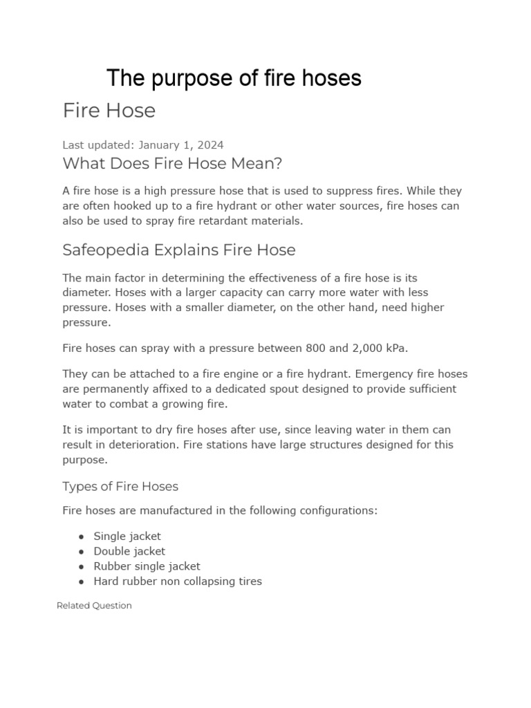 Understanding Fire Hose Types and Uses | PDF