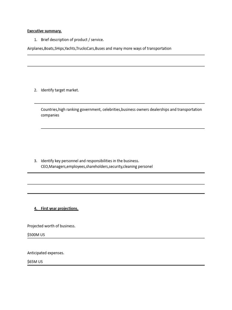 TD Business Plan | PDF | Transport | Business Economics