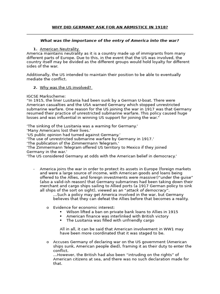 Germany's 1918 Armistice Request Explained | PDF | German Empire ...