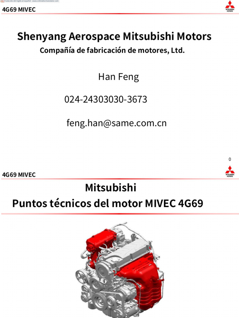 Especificaciones del motor 4G69 MIVEC | PDF | Pistón | Rodamiento ...