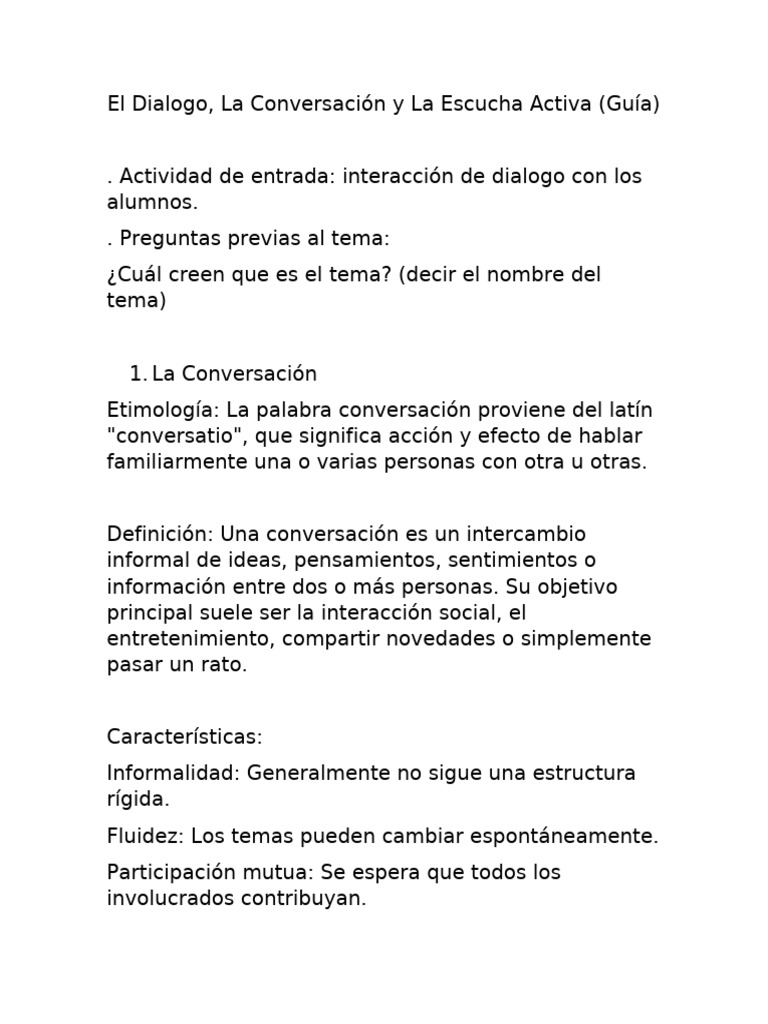 Conversación y Diálogo: Definiciones Clave | PDF | Comunicación ...