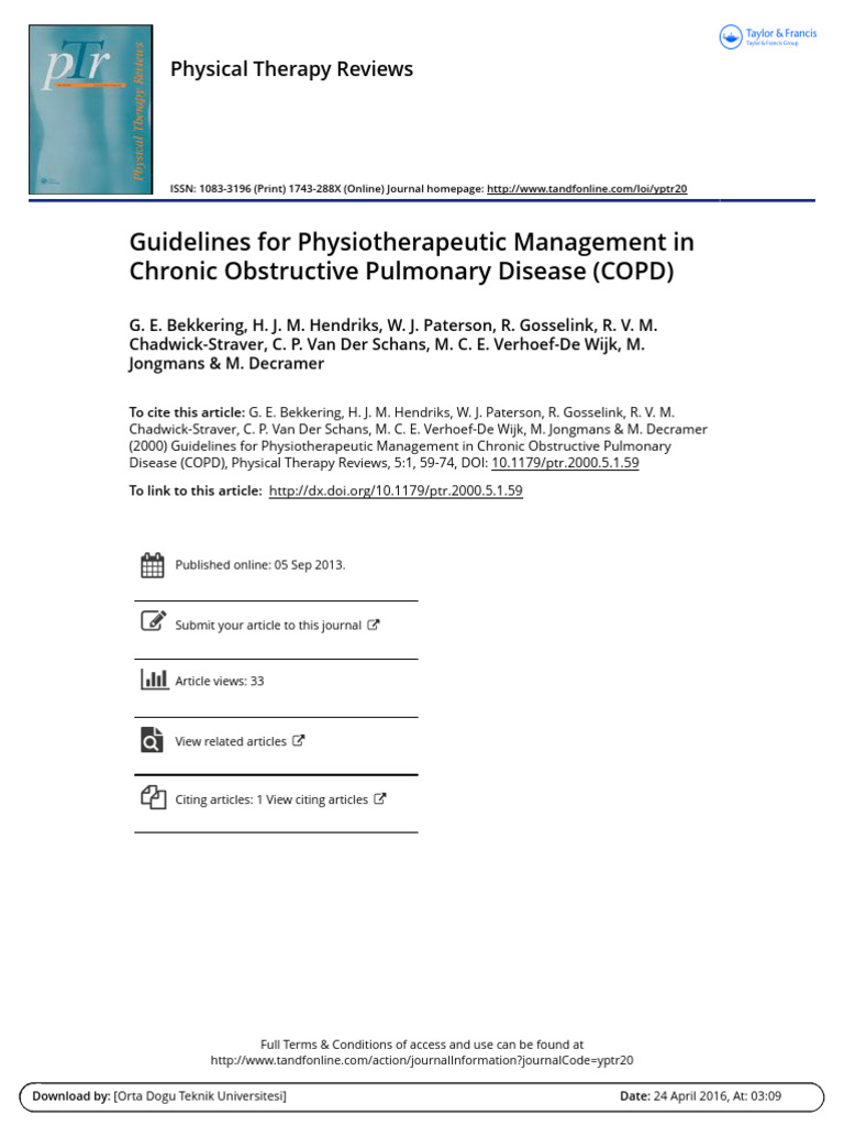 COPD Physiotherapy Management Guidelines | PDF | Chronic Obstructive ...