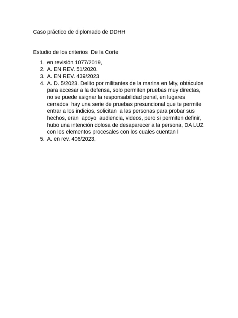 Caso Práctico de Diplomado de DDHH | PDF