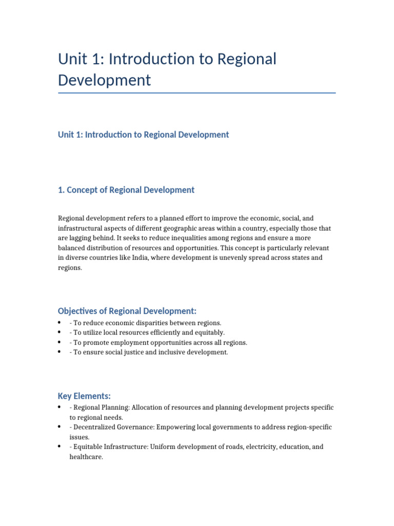 Unit 1 Regional Development | PDF | Economies | Social Policy
